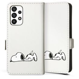 DeinDesign Galaxy A53 5G Handy Klapph&uuml;lle Handyh&uuml;lle aus Kunst Leder wei&szlig; Flip Case Official Licensed Product Snoopy Peanuts Sideflip mit Lasche