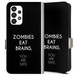 DeinDesign Galaxy A53 5G Handy Klapph&uuml;lle Handyh&uuml;lle aus Kunst Leder wei&szlig; Flip Case Zombie Statement Funny Sideflip mit Lasche