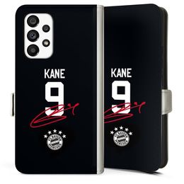 DeinDesign Galaxy A53 5G Handy Klapph&uuml;lle Handyh&uuml;lle aus Kunst Leder wei&szlig; Flip Case Fc Bayern M&uuml;nchen Harry Kane Jersey Sideflip mit Lasche