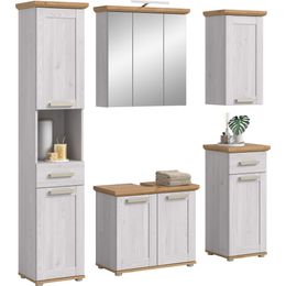 Badm&ouml;bel-Set Welltime "COSENZA", sibiu l&auml;rche nachbildung, B:180cm H:187cm T:34cm, FSC-zertifizierter Holzwerkstoff, Kastenm&ouml;bel-Sets, Badm&ouml;bel-Set, Bad-Kombination, Badezimmer, Kombi, Bad, Bad-M&ouml;bel