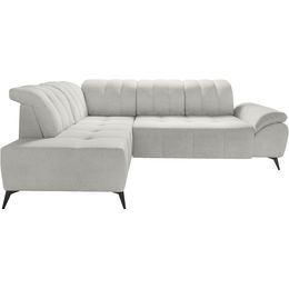Ecksofa Home Affaire "Lazio modern und bequem, schmale Armlehnen, tolle Detailverarbeitung", hellgrau, B:272cm, 100% Polyester, Sofas, Ecksofa