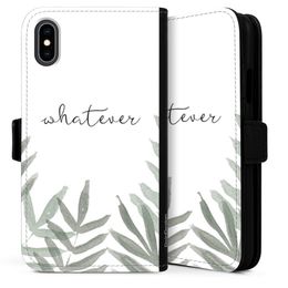 DeinDesign iPhone X Handy Klapph&uuml;lle Handyh&uuml;lle aus Kunst Leder schwarz Flip Case Water Colour Jungle Palm Tree Sideflip mit langer Lasche