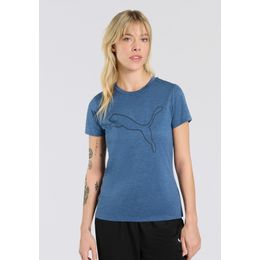 Trainingsshirt Puma "W TAD ESSENTIAL HEATHER LOGO TEE", Damen, Gr. L, schwarz indigo heather, Jersey, Obermaterial: 100% Polyester, regular fit normal, Rundhals, Shirts, Kurzarm, sportliches T-Shirt, f&uuml;r sportliche Aktivit&auml;ten
