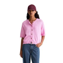 Marc O'Polo Cardigan MARC O'POLO DENIM "aus Cotton Slub Garn", Damen, Gr. L, pale bubblegum, Obermaterial: 100% Baumwolle, unifarben, regular fit, Rundhals, Rippb&uuml;ndchen, Strickjacken