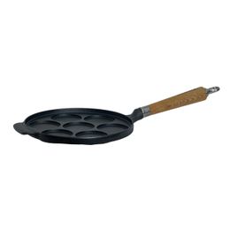 Bratpfanne RONNEBY BRUK "Maestro Minipfannkuchen-Pfanne, &Oslash; 24 cm, mit Holzgriff", schwarz, mit eichenholzgriff, B:24cm H:7cm L:51cm, Pfannen, Bratpfanne