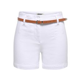 Jeansshorts Only "ONLMARTINA HW BELT DNM SHORTS", Damen, Gr. L, N-Gr, wei&szlig; denim, Denim/Jeans, Obermaterial: 92% Baumwolle, 6% Polyester, 2% Elasthan, unifarben, kurz, Jeans Jeansshorts, Baumwollmischung, High Waist