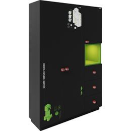 Kleiderschrank Phoenix "Minecraft", schwarz, B:134,3cm H:200cm T:50cm, Holzwerkstoff, Schr&auml;nke, Kleiderschrank