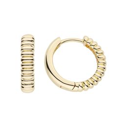Paar Creolen Jobo "Ohrringe geriffelt 19 mm", vergoldet, Ohrringe, Damen, 19,8mm, Silber 925 (Sterlingsilber), 925 Silber rhodiniert oder vergoldet