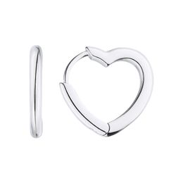 Paar Creolen Jobo "Herz-Ohrringe 18 mm", silber 925, Ohrringe, Damen, Silber 925 (Sterlingsilber), 925 Silber rhodiniert oder vergoldet
