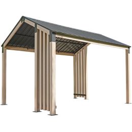 Pavillon Sojag "Lito 1012 Natur", braun (natur), B/H/T: 298cm x 296cm x 368,4cm, Pavillons, Massive Konstruktion aus Aluminium