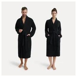 M&ouml;ve Unisex-Bademantel M&Ouml;VE "Basic" Gr. L, schwarz, L:120cm, Walkfrottier, Hausm&auml;ntel, mit Schalkragen