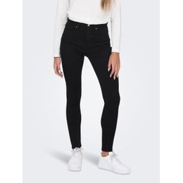 Skinny-fit-Jeans Only "ONLMILA HW SK ANK DNM BJ380 NOOS", Damen, Gr. 32, L&auml;nge 32, schwarz, Denim/Jeans, Obermaterial: 94% Baumwolle, 4% Polyester, 2% Elasthan, Abriebeffekte, skinny fit kn&ouml;chelfrei, Jeans