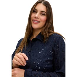 sheego Damen Blusenjacke aus Lochspitze, tiefblau, Gr&ouml;&szlig;e 56