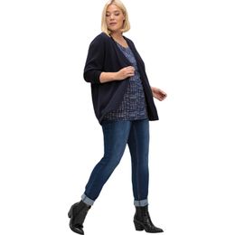 sheego Damen Feinstrickjacke mit 1-Knopf-Verschluss, tiefblau, Gr&ouml;&szlig;e 56/58