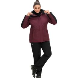 sheego Damen Funktionsjacke in wasser- und winddichter Qualit&auml;t, bordeaux-schwarz, Gr&ouml;&szlig;e 52