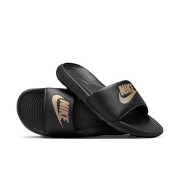 Badesandale Nike Sportswear "VICTORI ONE SLIDE", Herren, Gr. 40, schwarz, metallic gold, schwarz, Synthetik, Schuhe Schlappen Badelatschen Pantolette, Badelatschen