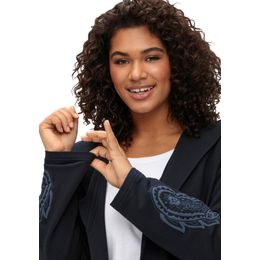 sheego by Joe Browns Damen Sweatjacke mit Paisleydruck, dunkelblau, Gr&ouml;&szlig;e 40/42