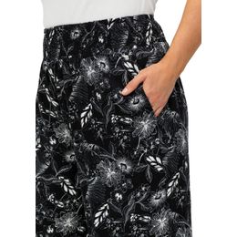 sheego Damen Schlupfhose mit Bl&auml;tter-Print, schwarz-wei&szlig;, Gr&ouml;&szlig;e 52
