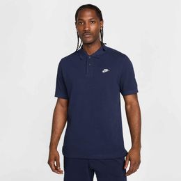 Poloshirt Nike Sportswear "M NK CLUB SS POLO PIQUE", Herren, Gr. L, obsidian, wei&szlig;, Jersey, Obermaterial: 100% Baumwolle, normal, Rundhals, Shirts, gerade Passform, kurze &Auml;rmel, 2-Knopf-Kragen, sportlicher Stil
