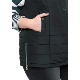 sheego Damen Steppweste mit Kapuze, schwarz, Gr&ouml;&szlig;e 54