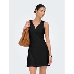 Spitzenkleid Only "ONLSMILLA S/L V-NECK DRESS JRS", Damen, Gr. L, N-Gr, schwarz, Jersey, Obermaterial: 95% Polyester, 5% Elasthan, unifarben, regular fit kurz, V-Ausschnitt, Kleider, Materialmix, regular fit, V-Ausschnitt