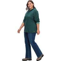 sheego Damen Bootcut-Jeans mit High-Waist-Bund, dark blue denim, Gr&ouml;&szlig;e 50
