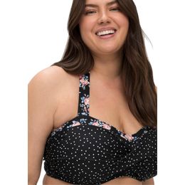 sheego Damen Bikini-Oberteil in Wickeloptik, schwarz-gepunktet, Gr&ouml;&szlig;e 42B