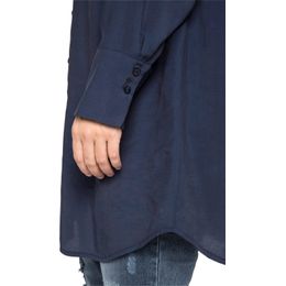 sheego Damen Longbluse mit Raffungen, marine, Gr&ouml;&szlig;e 52