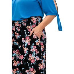 sheego Damen Schlupfhose mit Smokbund und Taschen, schwarz-gemustert, Gr&ouml;&szlig;e 40