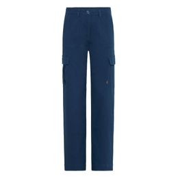 Cargohose oxmo "Cargohose OXIben", Damen, Gr. 40/32, L&auml;nge 32, blau (marineblaus), Obermaterial: 98% Baumwolle CO. 2% Elasthan EL., Hosen Cargohose