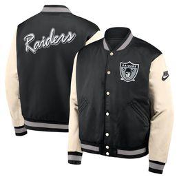 Collegejacke Nike "Nike Collegejacke Las Vegas Raiders Nike Legacy Bomber Jacket", Damen, Gr. S, schwarz, Popeline;Jersey, 100% Polyester, Jacken Collegejacke