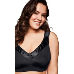 sheego Damen BH ohne B&uuml;gel mit Satinblende, schwarz, Gr&ouml;&szlig;e 100C