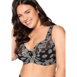 sheego Damen B&uuml;gel-BH mit Stickerei-Spitze, schwarz, Gr&ouml;&szlig;e 115C
