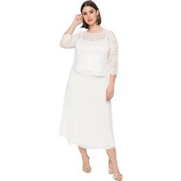 sheego Damen Chiffonrock in leichter A-Linie, offwhite, Gr&ouml;&szlig;e 52