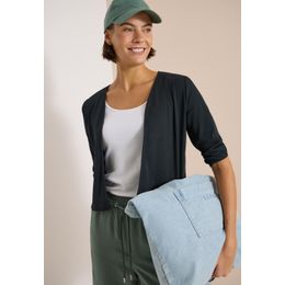 Bolerojacke Cecil, Damen, Gr. M (40), palm breeze gr&uuml;n, Jersey, Obermaterial: 95% Baumwolle, 5% Elasthan, unifarben, l&auml;ssig geschnitten h&uuml;ftbedeckend, Rundhals, abgesteppte Kante, Jacken, Offene 3/4-Arm Jacke in Rippstruktur/ Ohne Verschluss