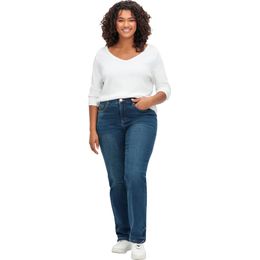 sheego Damen Gerade Jeans mit Bodyforming-Effekt, dark blue denim, Gr&ouml;&szlig;e 52