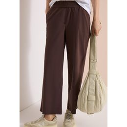 Stoffhose Cecil "Style Neele", Damen, Gr. S (38), L&auml;nge 26, braun cacao, Web, Obermaterial: 66% Baumwolle, 30% Polyester, 4% Elasthan, unifarben, loose fit lang, Hosen Stoffhose, im Loose Fit und mit Stretch