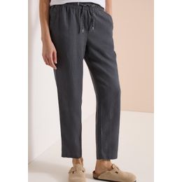 Jogger Pants Cecil, Damen, Gr. XL, L&auml;nge 28, volcanic grau, Stoff, 100% Leinen, gestreift, comfort fit kn&ouml;chelfrei, Hosen, aus Leinen