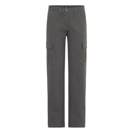 Cargohose oxmo "Cargohose OXIben", Damen, Gr. 38/32, L&auml;nge 32, grau (forged iron), Obermaterial: 98% Baumwolle CO. 2% Elasthan EL., Hosen Cargohose