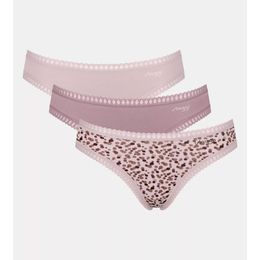 Minislip Sloggi "GO Crush Mini C3P", Damen, Gr. L, 1, multiple colours, Single Jersey, Obermaterial: 95% Baumwolle, 5% Elasthan, k&ouml;rpernah, Unterhosen, mit Spitzendetails
