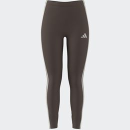 Trainingstights adidas Sportswear "W 3S SJ LEG", Damen, Gr. XXL, N-Gr, earth strata, sanftes wei&szlig;, normal, gr., Obermaterial: 90% Baumwolle, 10% Elasthan, Hosen, sportlicher Look mit 3-Streifen, aus Baumwolle und Elasthan