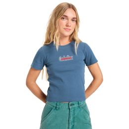 Rundhalsshirt Quiksilver "Mercury Fitted", Damen, Gr. L, blau (orion blau), Obermaterial: 58% Baumwolle, 39% Polyester, 3% Elasthan., Shirts Rundhalsshirt