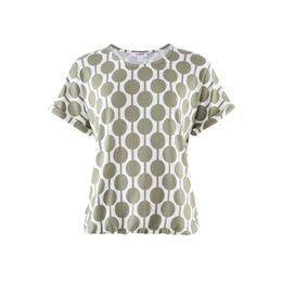 Kurzarmshirt STOOKER WOMEN "STCLEA Print T-Shirt", Damen, Gr. 44/46, gr&uuml;n (gr&uuml;n polka aop), Feinstrick, 96% Polyester, 4% Elasthan, regular fit, Rundhals, Shirts, Regular Fit T-Shirt Spitzen- Shirt f&uuml;r Damen