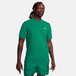 Poloshirt Nike Sportswear "M NK CLUB SS POLO PIQUE", Herren, Gr. L, malachite, wh, Jersey, Obermaterial: 100% Baumwolle, normal, Rundhals, Shirts, gerade Passform, kurze &Auml;rmel, 2-Knopf-Kragen, sportlicher Stil