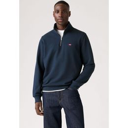 Levi's Sweatshirt LEVI'S "ORIGINAL HM 1/4 ZIP", Herren, Gr. L, blau (navy blazer), Sweatware, Obermaterial: 100% Baumwolle, bestickt, unifarben, regular fit h&uuml;ftlang, Rundhals, Flachstrickb&uuml;ndchen, Sweatshirts Sweatshirt, mit Troyer-Kragen und Logo-Stickerei