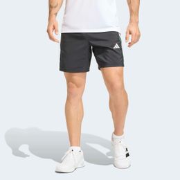 Shorts adidas Performance "WORKOUT ESSENTIALS 3-STREIFEN, GEWEBT", Herren, Gr. L, L-Gr, schwarz, team dunkelgr&uuml;n, wei&szlig;, better scarlet, innenbeinl&auml;nge ca. 23 cm, Obermaterial: 100% Polyester, Hosen Shorts