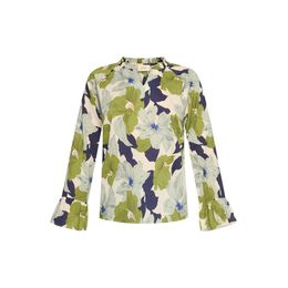 R&uuml;schenbluse Cartoon "Damen mit Muster", Damen, Gr. 38, wei&szlig;, mint, Obermaterial: 55% Baumwolle, 45% Lyocell, l&auml;ssig geschnitten normal, Rundhals, Blusen