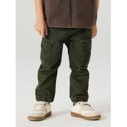 Cargohose name it "NMMBEN CARGO R TWI PANT 1771-HI NOOS", Jungen, Gr. 98, N-Gr, gr&uuml;n (rosin), Twill, Obermaterial: 98% Baumwolle, 2% Elasthan, unifarben, relaxed fit kn&ouml;chellang, Hosen Cargohose
