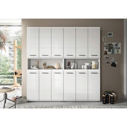 Mid.you Hochschrank, Wei&szlig;, Wei&szlig; Hochglanz, Kunststoff, 16 F&auml;cher, 90x185x30 cm, FSC Mix, stehend, Badezimmer, Badezimmerschr&auml;nke, Hochschr&auml;nke