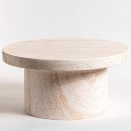 Mid.you Couchtisch, Kaschmir, Stein, Travertinoptik, rund, rund, 60x30x60 cm, Wohnzimmer, Wohnzimmertische, Couchtische